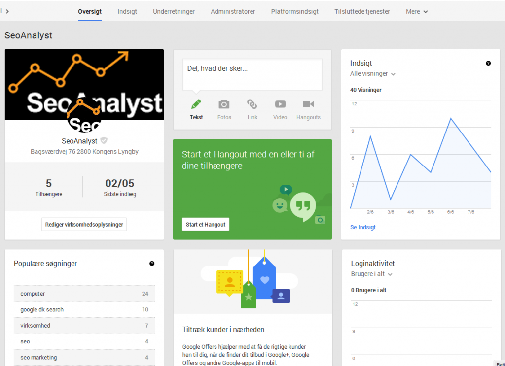 Nyt Google+ Dashboard – saml dine Google produkter ét sted « SeoAnalyst ...